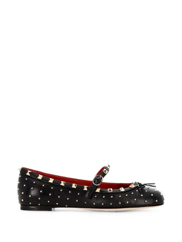 Valentino Garavani Nappa Leather Rockstud Ballerinas - Nero