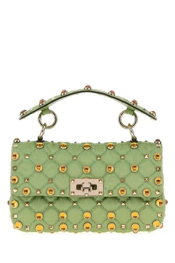 Valentino Garavani Rockstud Mini Handbag In Fabric 20 Cm X 14 Cm X 6 Cm - Green