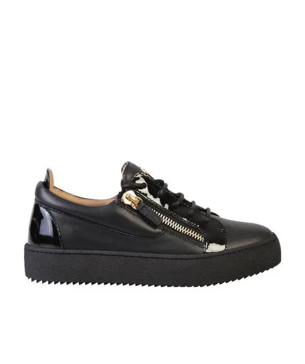 GIUSEPPE ZANOTTI Logo Detailed Lace-up Sneakers - Black