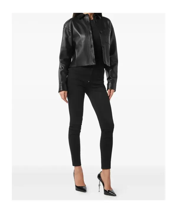 Philipp Plein Leather Cropped Shirt
