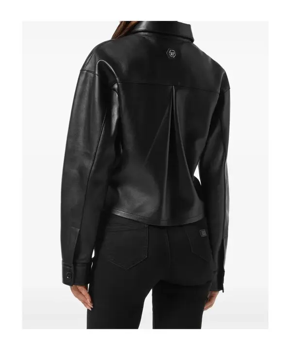 Philipp Plein Leather Cropped Shirt