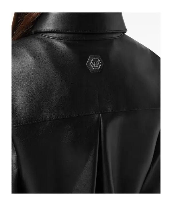 Philipp Plein Leather Cropped Shirt