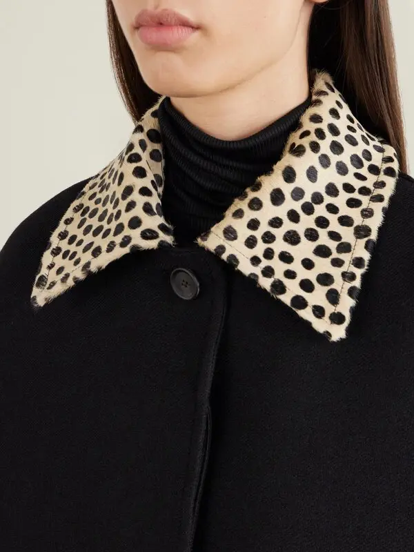 RÓHE Midlength Wool-blend Coat With Spotted Collar