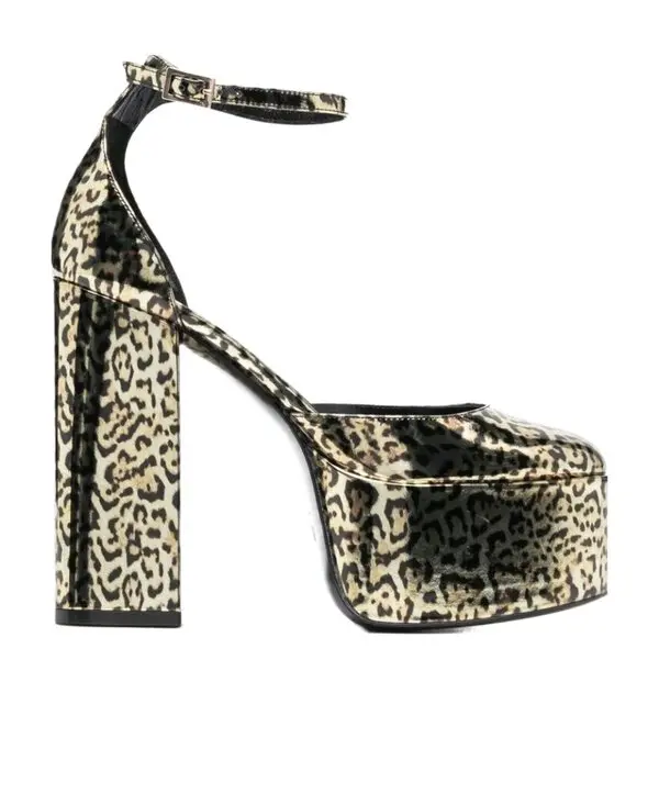 Paris Texas Leopard Print Platform Sandals - Black