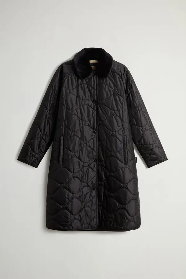 Woolrich Single Breasted Faux Fur Collar Coat