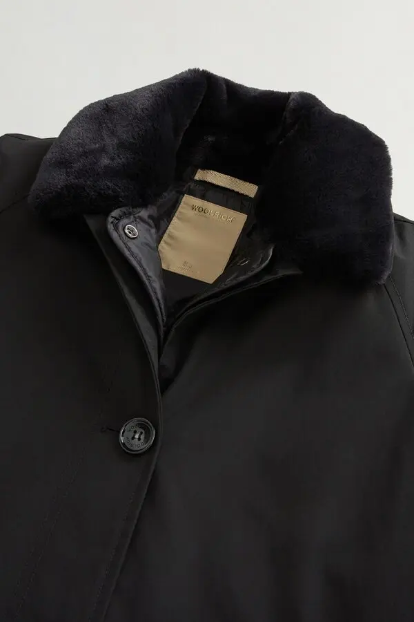 Woolrich Single Breasted Faux Fur Collar Coat