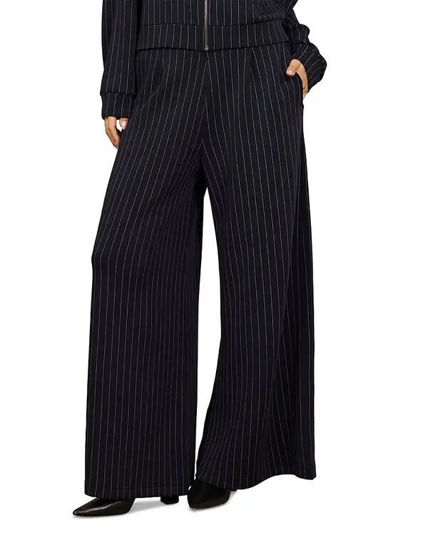 Vintage Havana Striped Pleated Front Wide Leg Pants