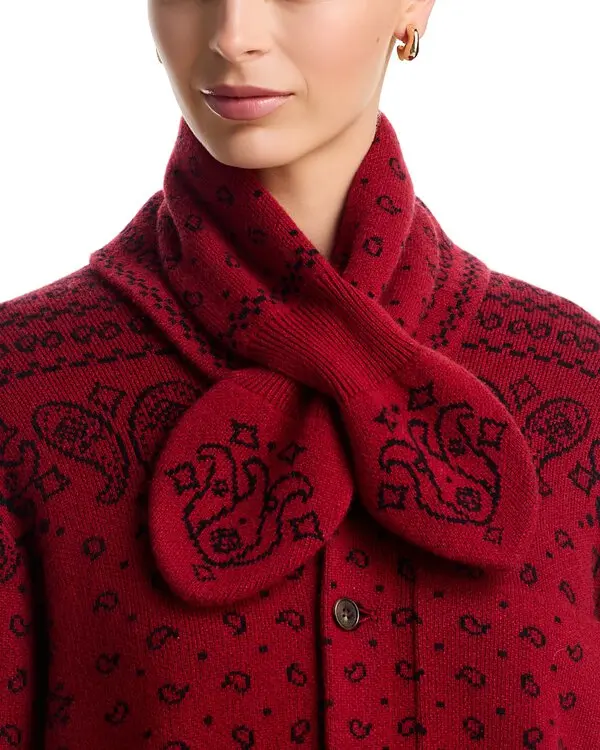 Guest In Residence Bandana Wool & Cashmere Bowtie Scarf - Carmine/black