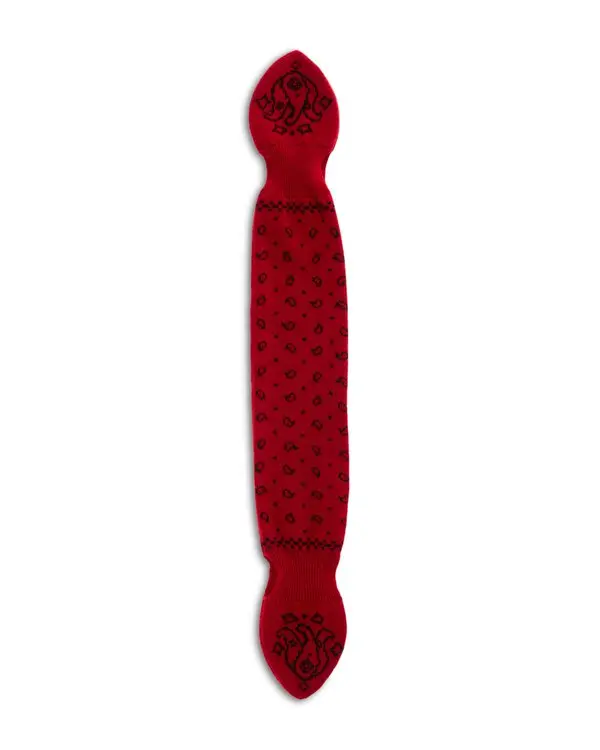 Guest In Residence Bandana Wool & Cashmere Bowtie Scarf - Carmine/black