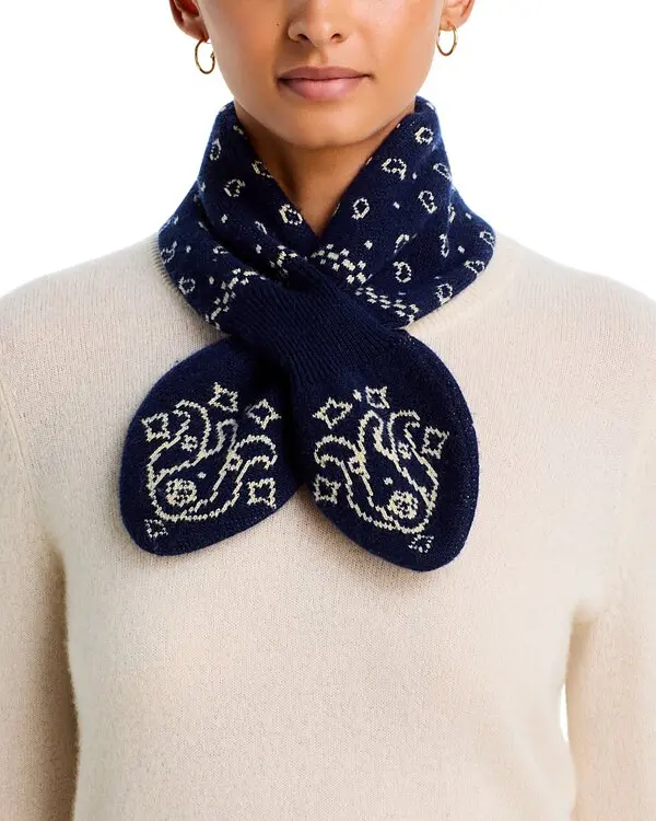 Guest In Residence Bandana Wool & Cashmere Bowtie Scarf - Midnight/butter