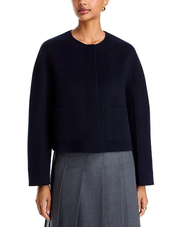 Lafayette 148 New York Wool & Cashmere Collarless Jacket - Ink