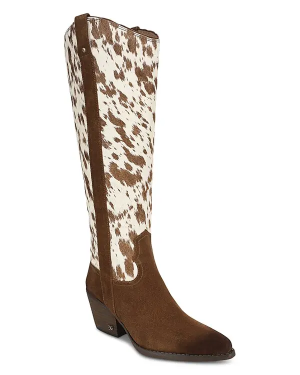 Sam Edelman Calf Hair Western Boots - Warm Nutmeg