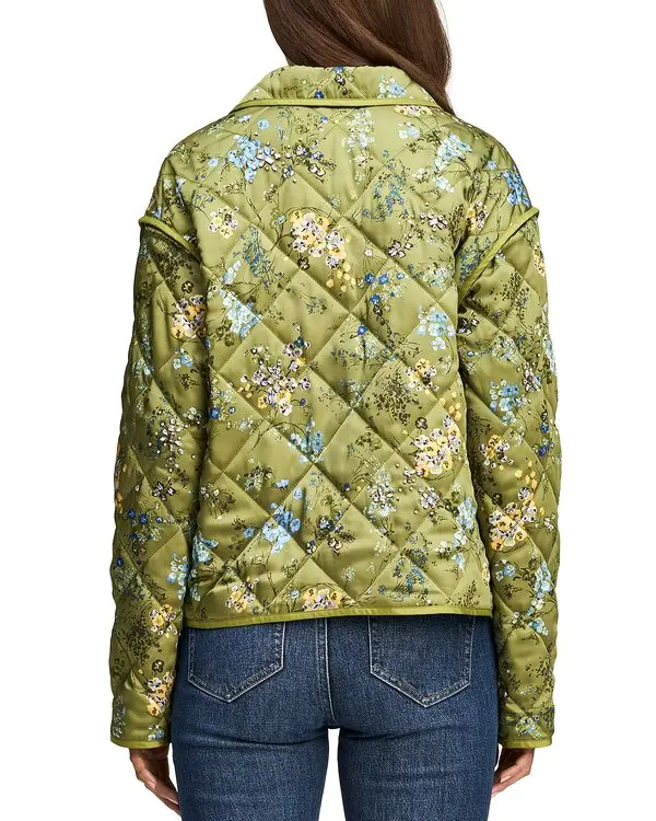Cinq À Sept Hand Sketched Floral Quilted Jacket