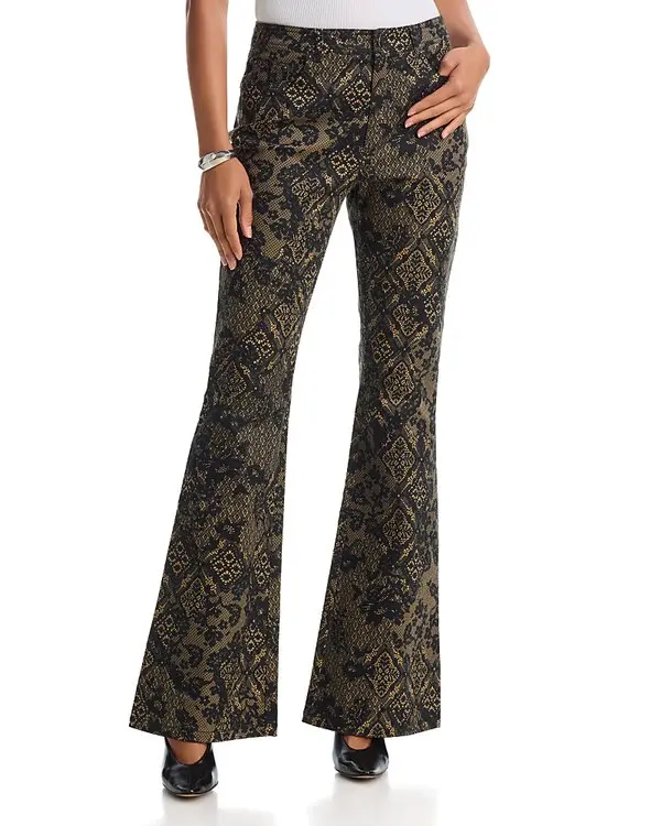Cinq À Sept Charlie Printed Patchwork Lace High Rise Flare Jeans - Biscotti/black