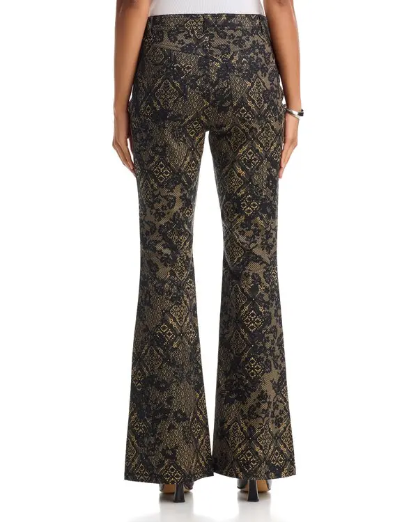 Cinq À Sept Charlie Printed Patchwork Lace High Rise Flare Jeans