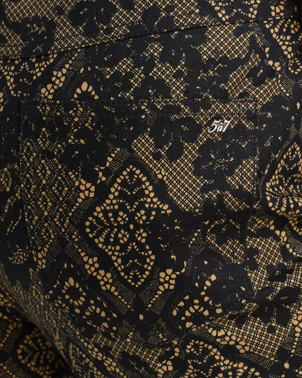 Cinq À Sept Charlie Printed Patchwork Lace High Rise Flare Jeans