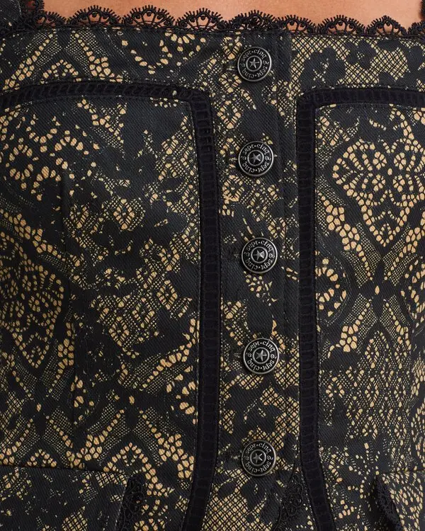 Cinq À Sept Myra Printed Patchwork Lace Top