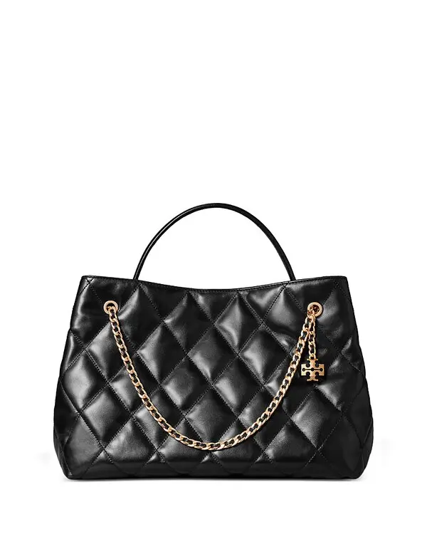 Tory Burch Fleming Quilted Leather Carryall - Black