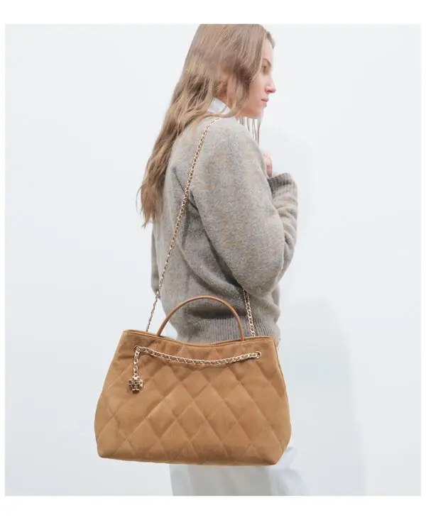 Tory Burch Fleming Quilted Leather Carryall - Toffee