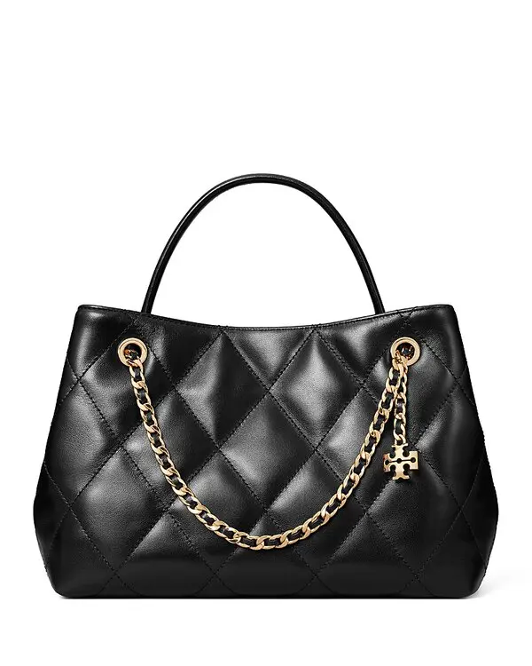Tory Burch Fleming Suede Quilted Crossbody Bag - Black