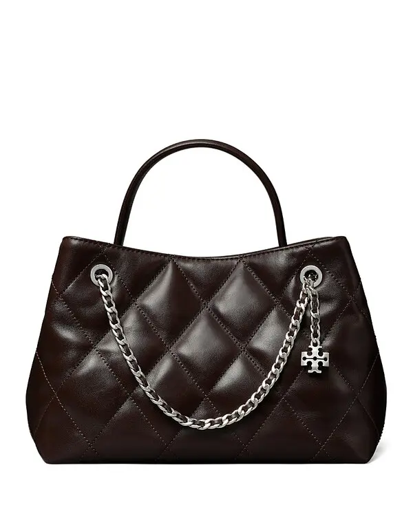 Tory Burch Fleming Suede Quilted Crossbody Bag - Cocoa