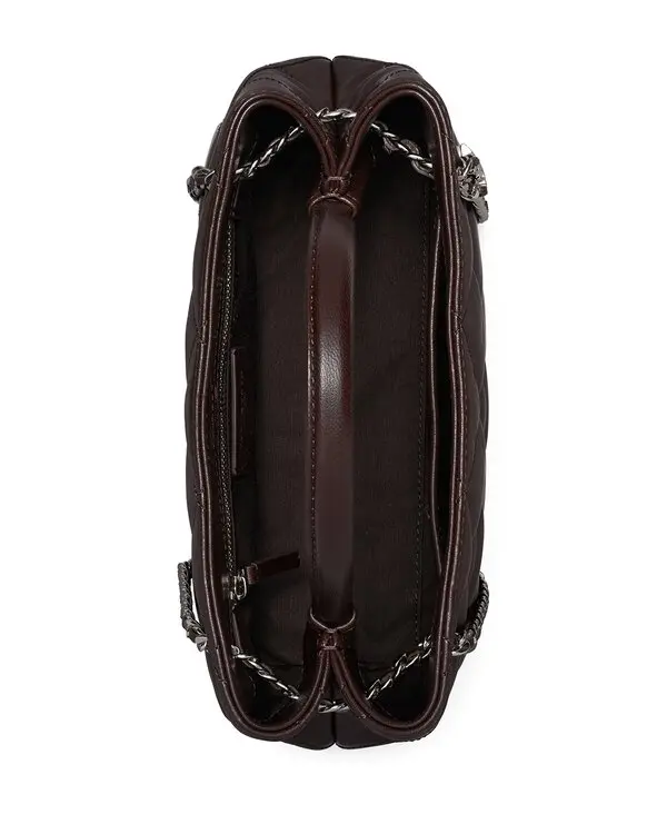 Tory Burch Fleming Suede Quilted Crossbody Bag - Cocoa