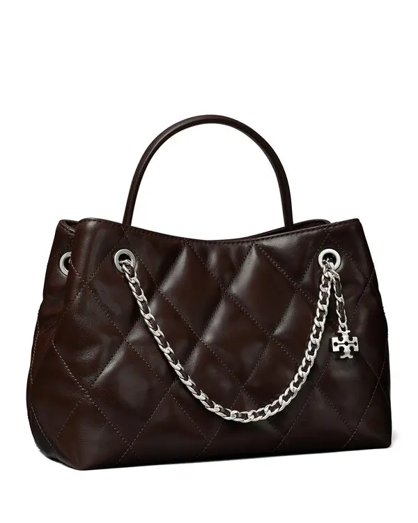 Tory Burch Fleming Suede Quilted Crossbody Bag - Cocoa