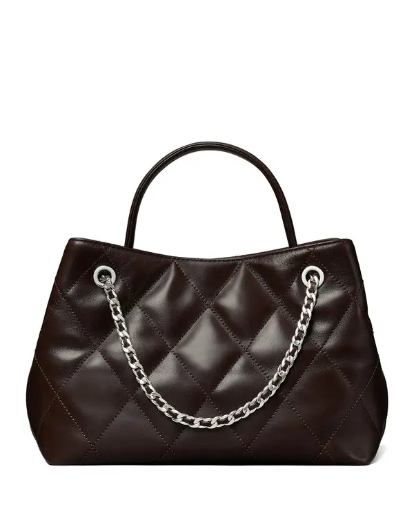 Tory Burch Fleming Suede Quilted Crossbody Bag - Cocoa