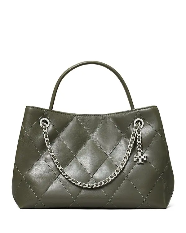 Tory Burch Fleming Suede Quilted Crossbody Bag - Obsidian