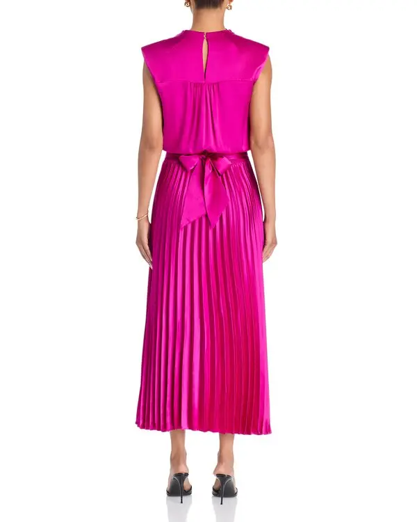 Ramy Brook Farah Draped Neck Midi Dress - Raspberry