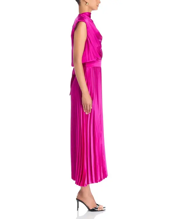 Ramy Brook Farah Draped Neck Midi Dress - Raspberry