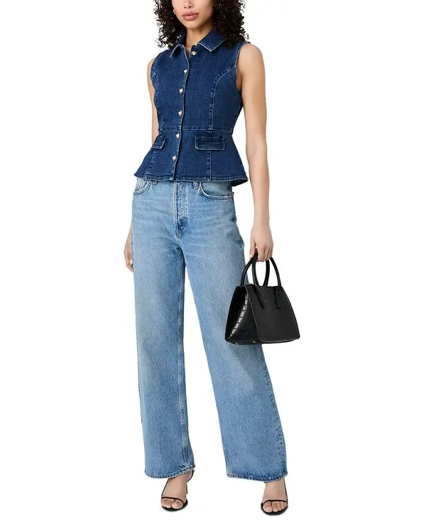 French Connection Denim Peplum Top