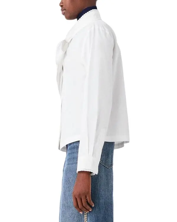 Maje Cyrille Cotton Bow Neck Shirt