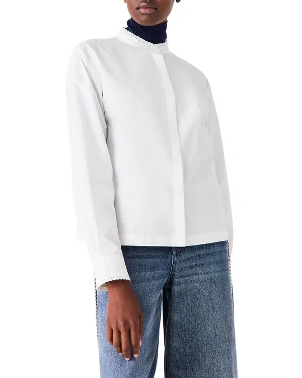 Maje Cyrille Cotton Bow Neck Shirt