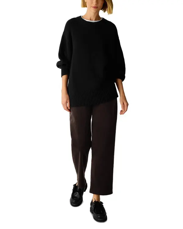 Eileen Fisher Cotton & Cashmere Crewneck Sweater - Black