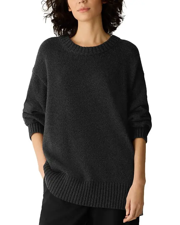 Eileen Fisher Cotton & Cashmere Crewneck Sweater - Charcoal