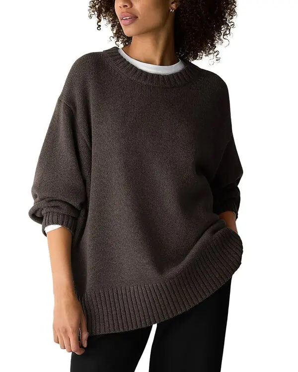 Eileen Fisher Cotton & Cashmere Crewneck Sweater - Cobblestone