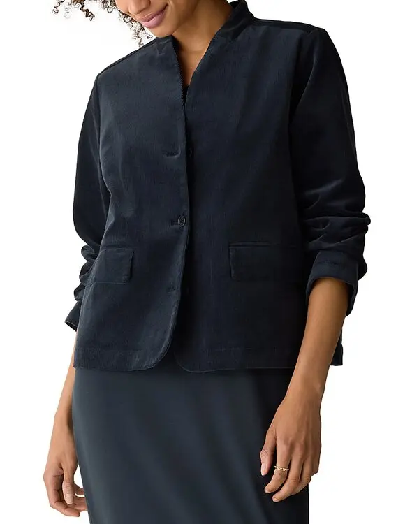 Eileen Fisher Cotton Stretch Corduroy Funnel Neck Jacket