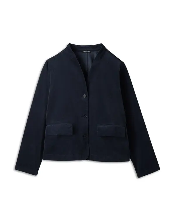 Eileen Fisher Cotton Stretch Corduroy Funnel Neck Jacket