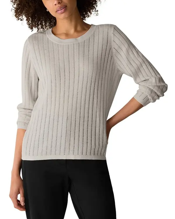 Eileen Fisher Super Fine Merino Wool Crewneck Sweater - Plaster