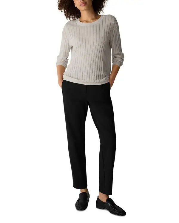Eileen Fisher Super Fine Merino Wool Crewneck Sweater - Plaster