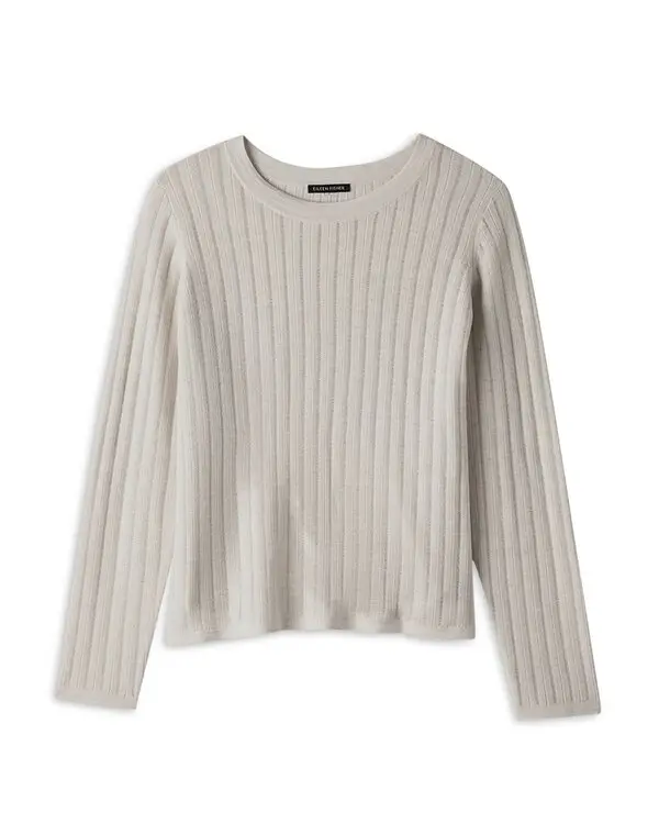 Eileen Fisher Super Fine Merino Wool Crewneck Sweater - Plaster