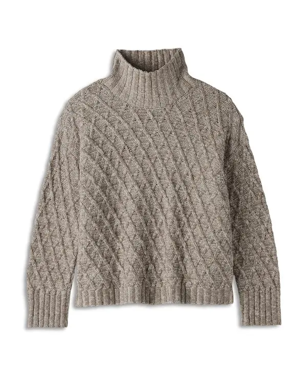 Eileen Fisher Peruvian Cotton Boucle Blend Turtleneck Sweater