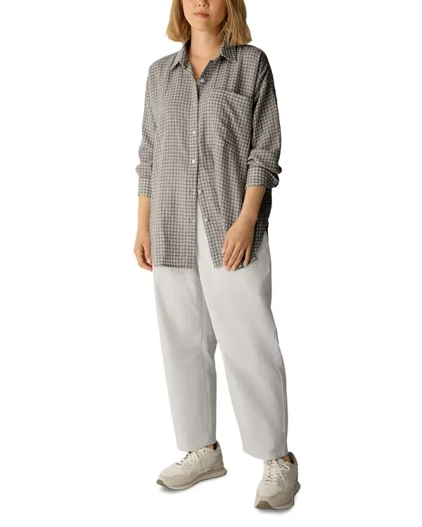 Eileen Fisher Wool Cotton Check Shirt - Plaster