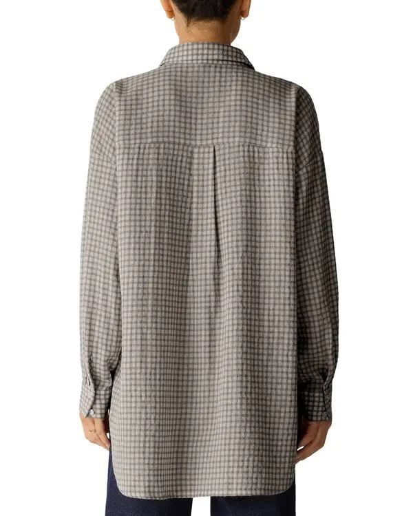 Eileen Fisher Wool Cotton Check Shirt - Plaster