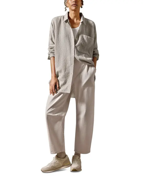 Eileen Fisher Wool Cotton Check Shirt - Plaster