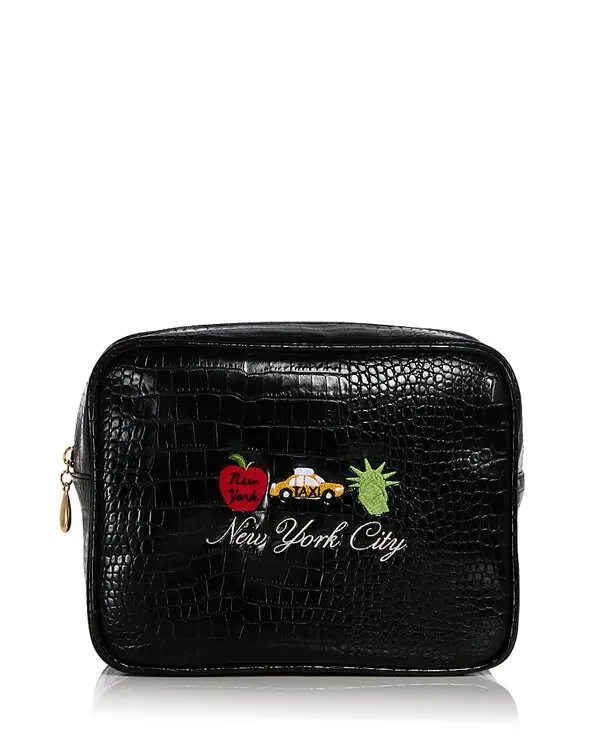 ABBODE Croc Embossed Faux Leather Pouch - Noir