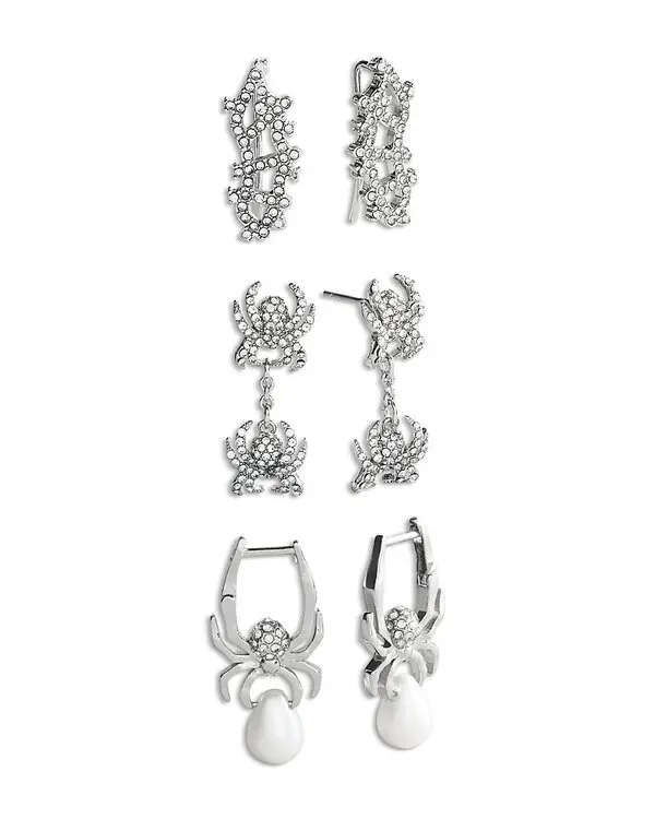 Baublebar Verbena Pave & Imitation Pearl Web Earrings, Set Of 3 - Clear