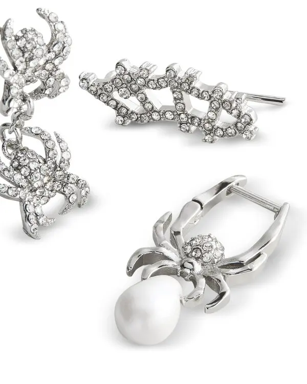 Baublebar Verbena Pave & Imitation Pearl Web Earrings, Set Of 3