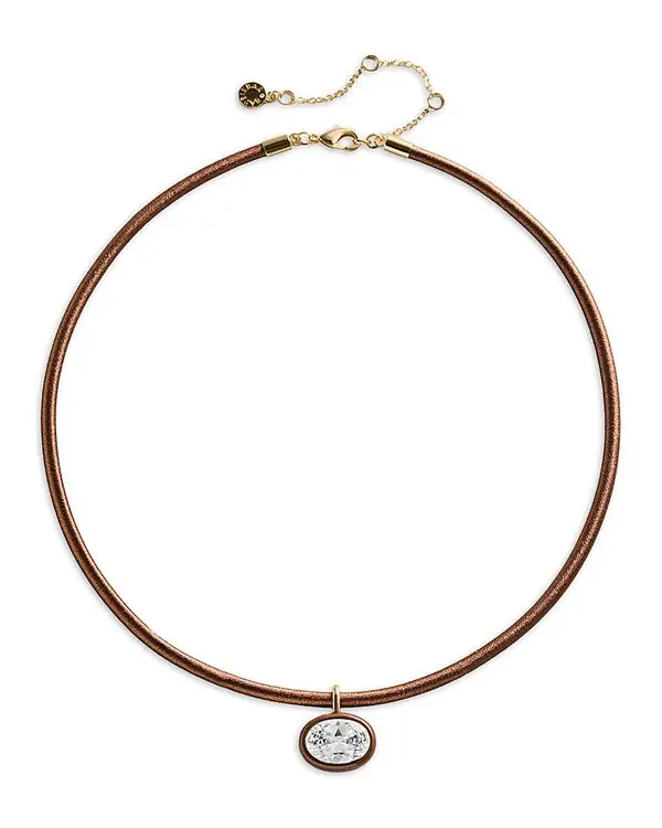 Baublebar Crystal Fabric Wrapped Pendant Necklace - Brown